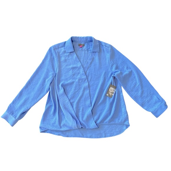 Vince Camuto | Tops | Vince Camuto Sky Blue Criss Cross Front Collared ...